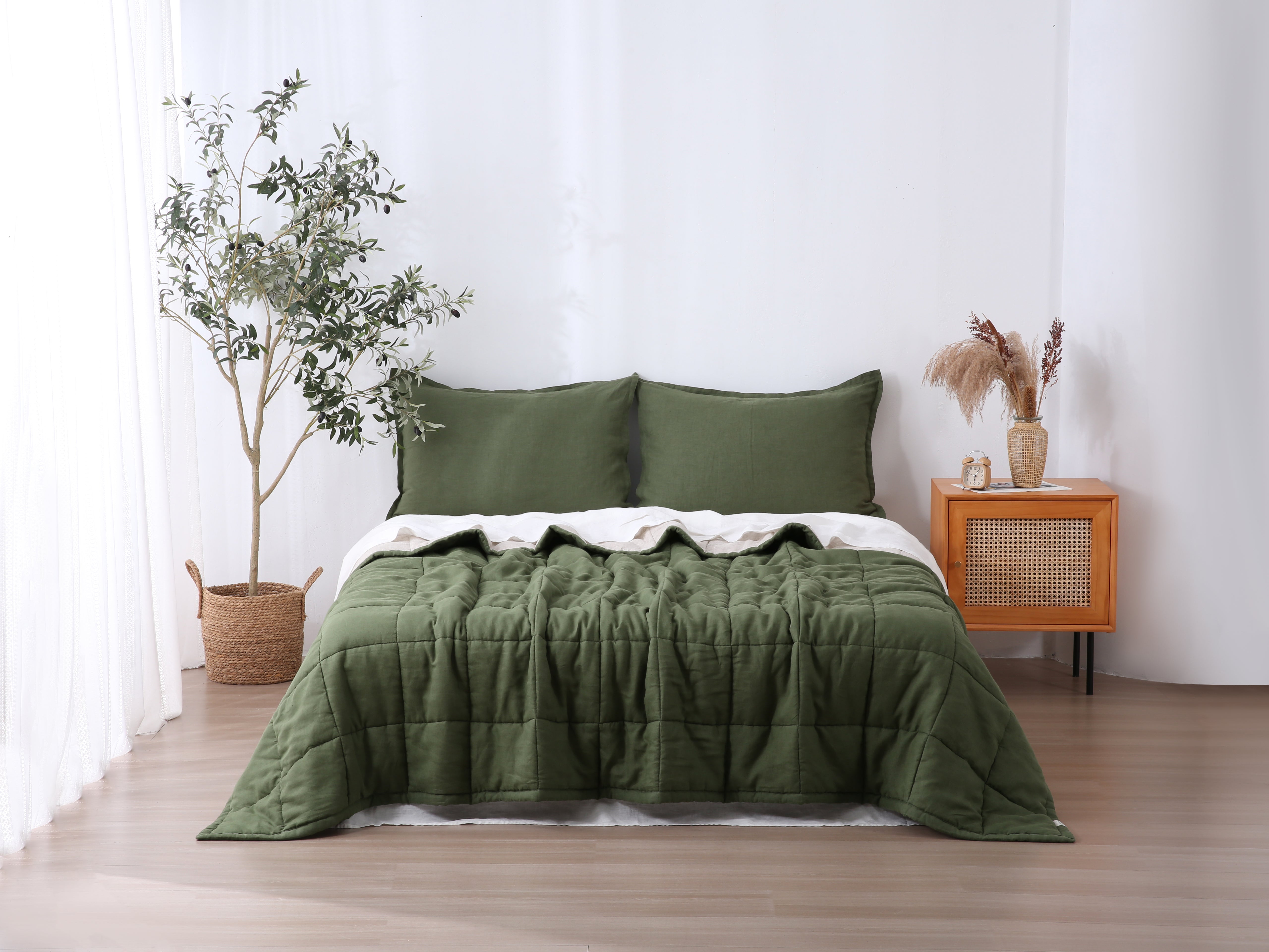 Quilted French Linen Blanket - FOREST + SAND – Selah + Stone